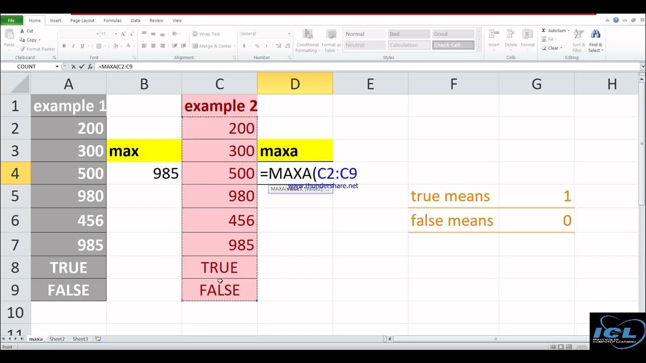 maxa function in excel | maxa formula use in excel in hindi - YouTube