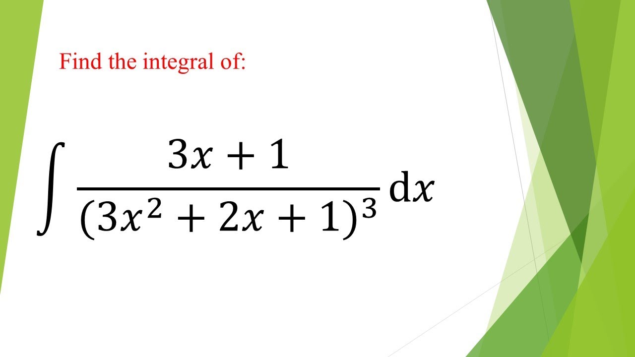 Integration of (3x+1)/(3x^2+2x+1). BCA maths in hindi Integration ...