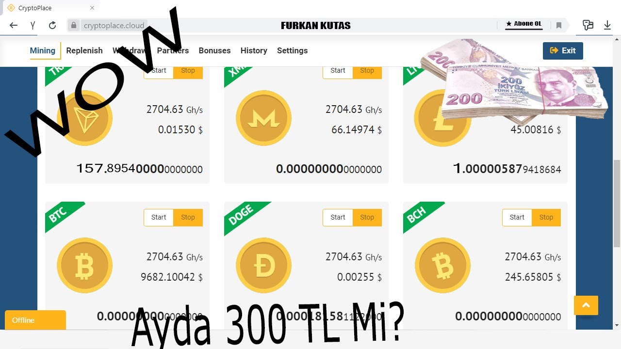 Bitcoin Kasarak Ayda 300 TL Kazanma CryptoPlace!! - YouTube