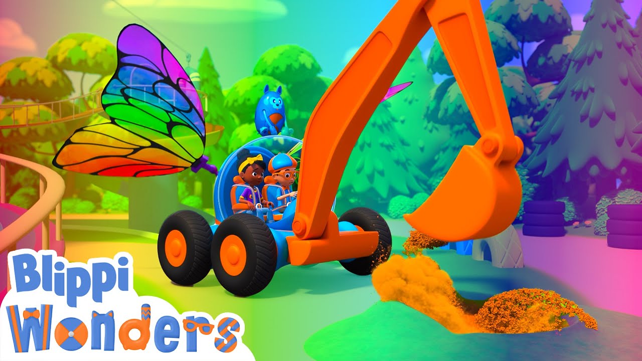 The BlippiMobile Turns into a Rainbow Excavator | Blippi Wonders ...