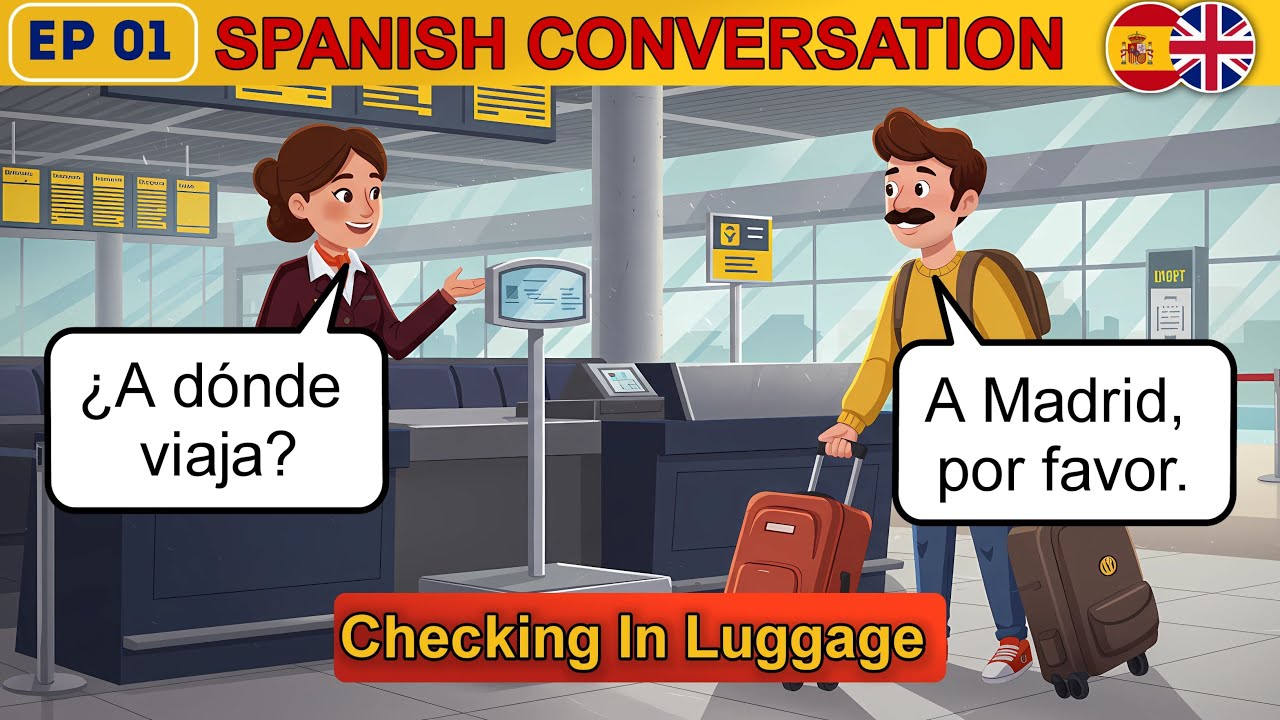 Learn Spanish Conversation: At the Airport ️ – Checking in Luggage (Ep ...