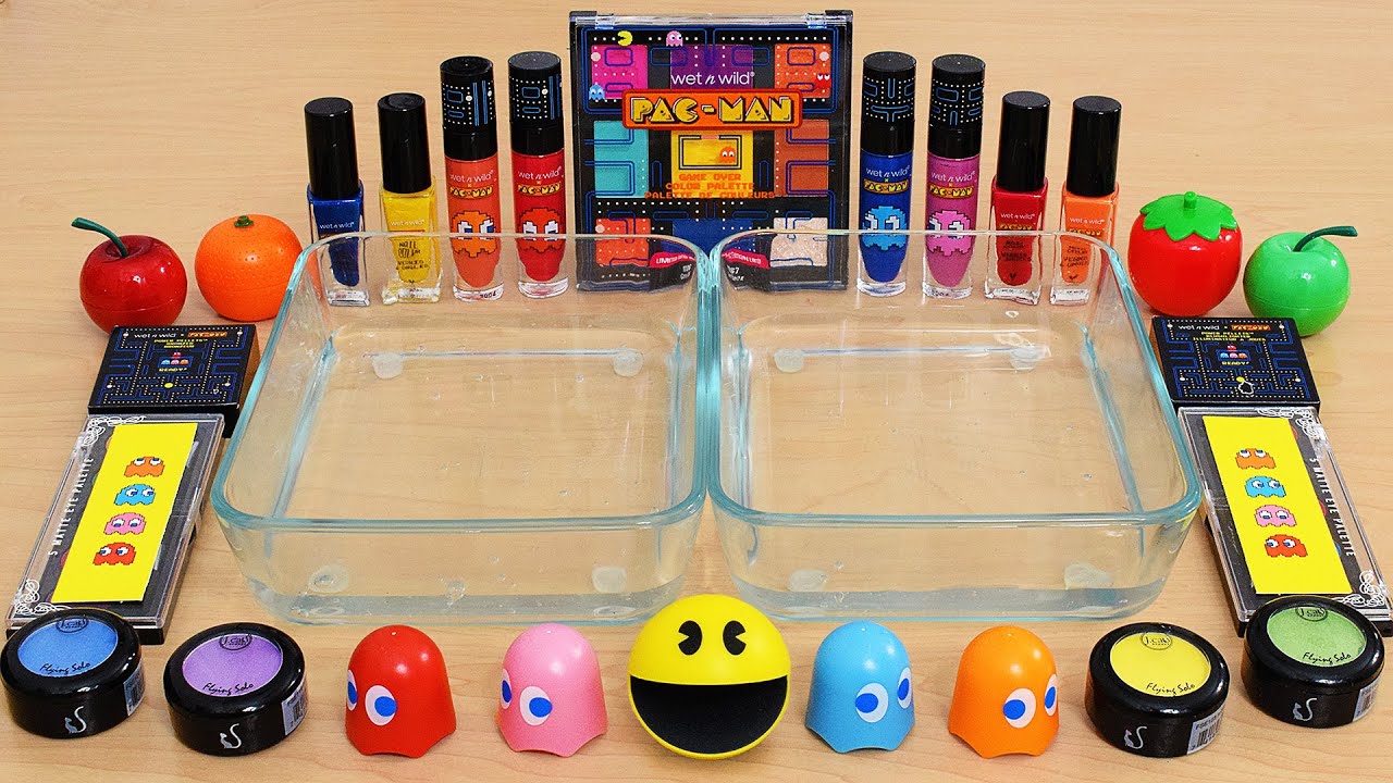 Rainbow Pac-Man - Mixing Makeup Eyeshadow Into Satisfying Slime ASMR ...