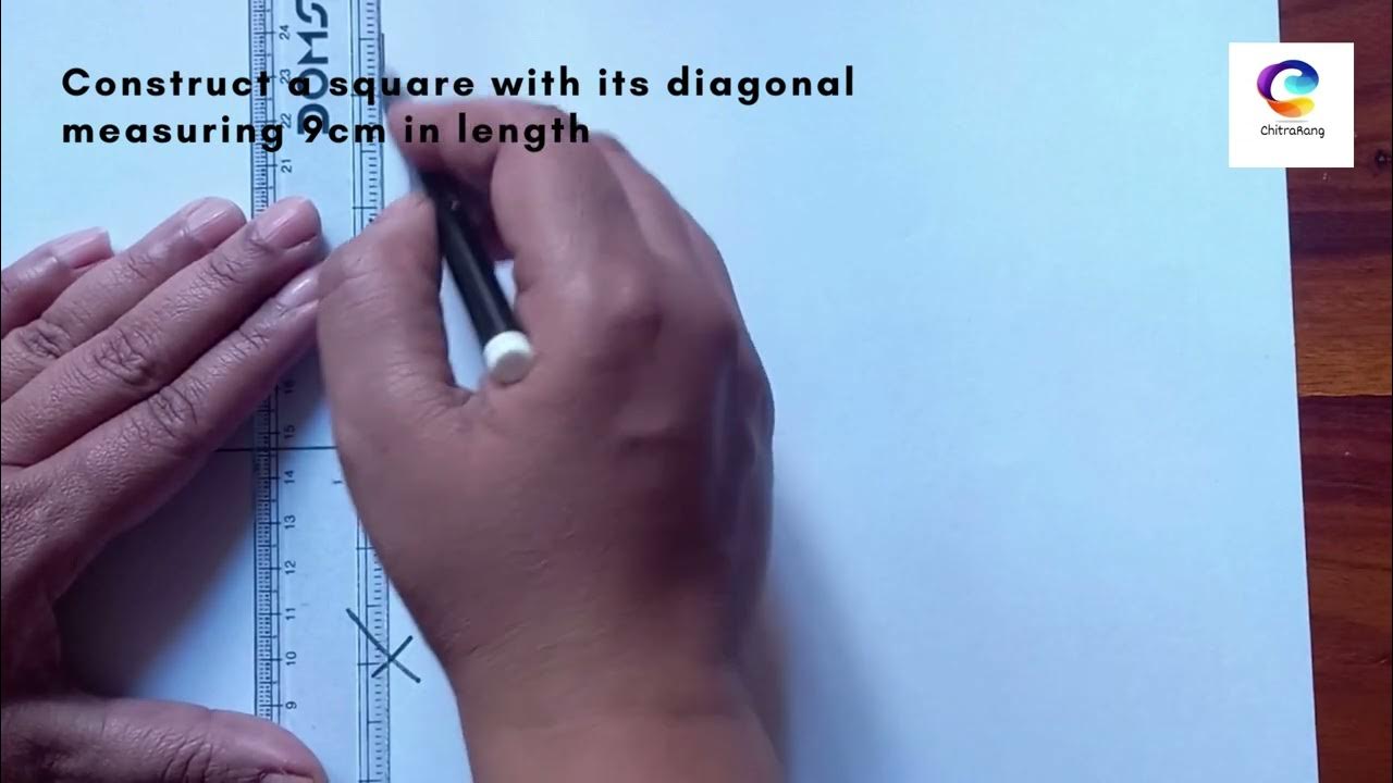 #13 Elementary Plane Geometry | Construct square when diagonal given | ChitraRang Fine Art ...