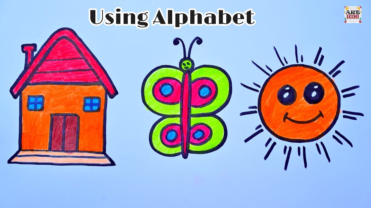 How to Draw Using Alphabet | Easy drawing from ABC - YouTube