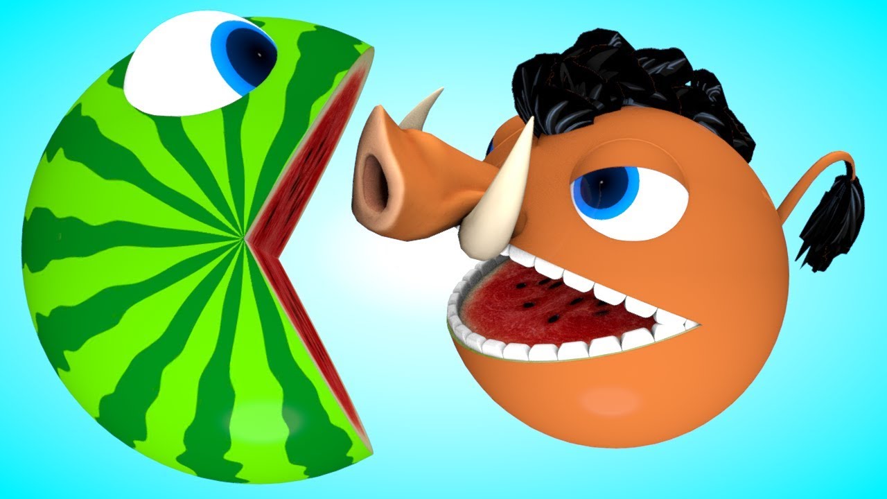 Pacman Pig Boar Watermelon Ball as he find animals friends with a box ...