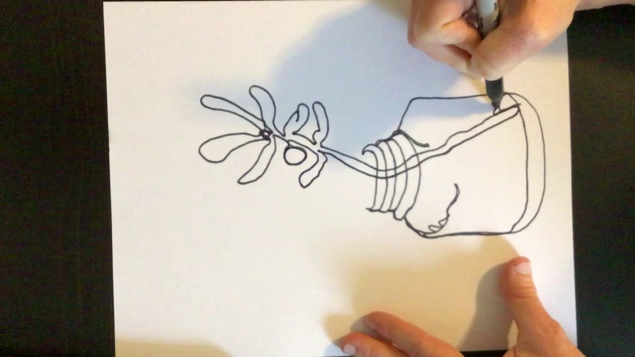 Continuous Contour Plant Drawing - YouTube