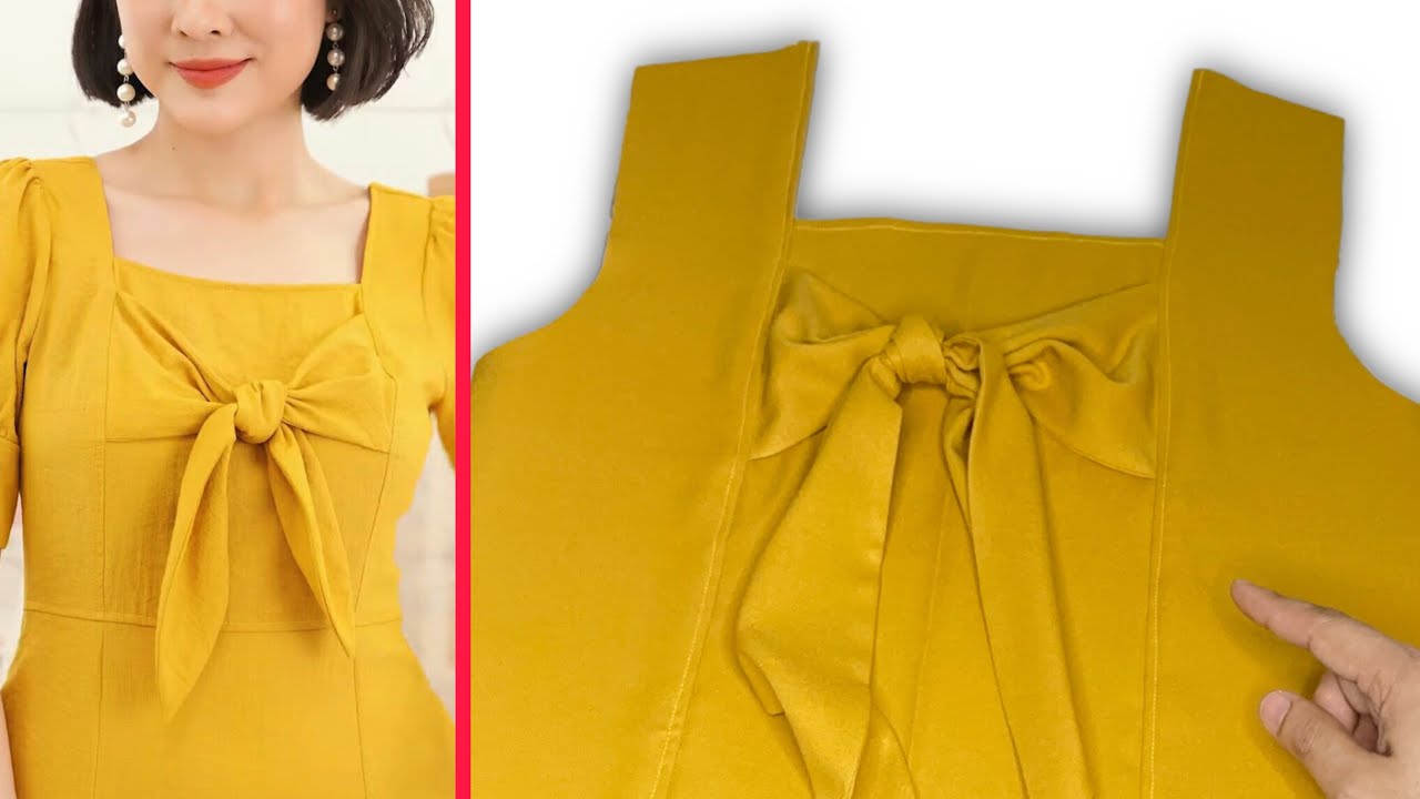 Neck Design Idea for Square with Bow Neck Design | Sewing Techniques ...