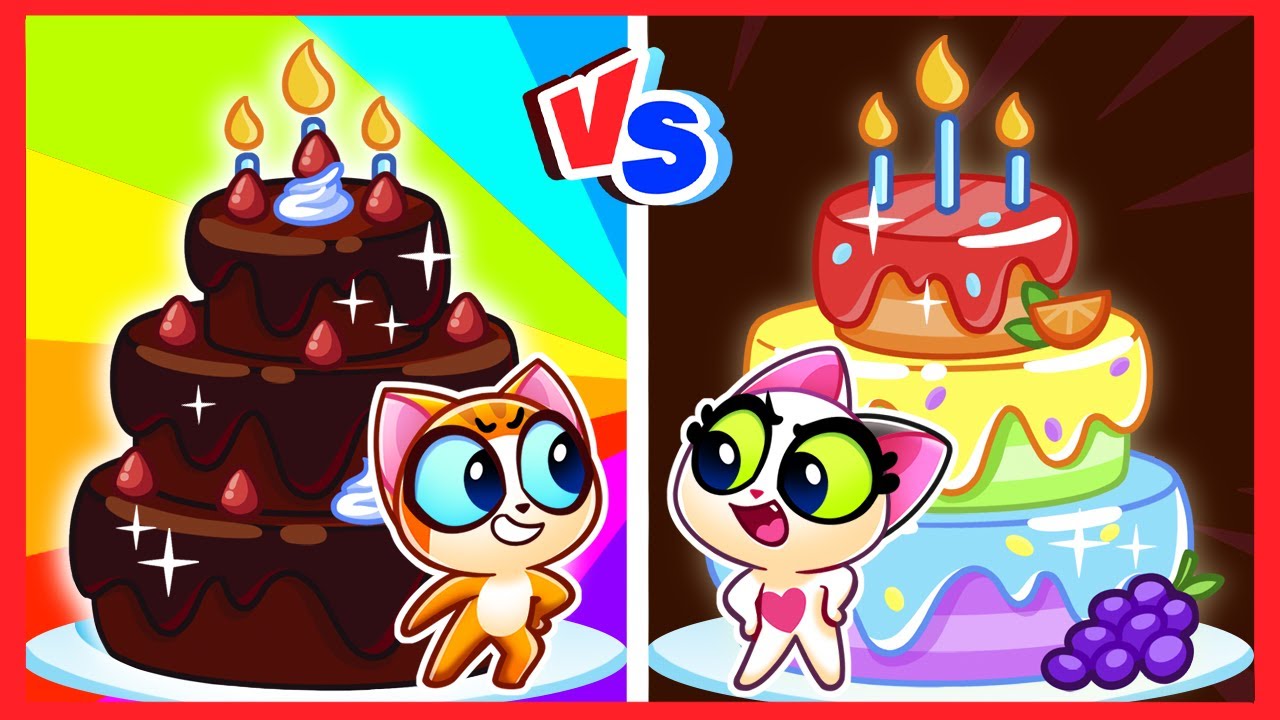 Rainbow vs Chocolate Birthday Cake Rainbow vs Black 😊 Toddler video by ...