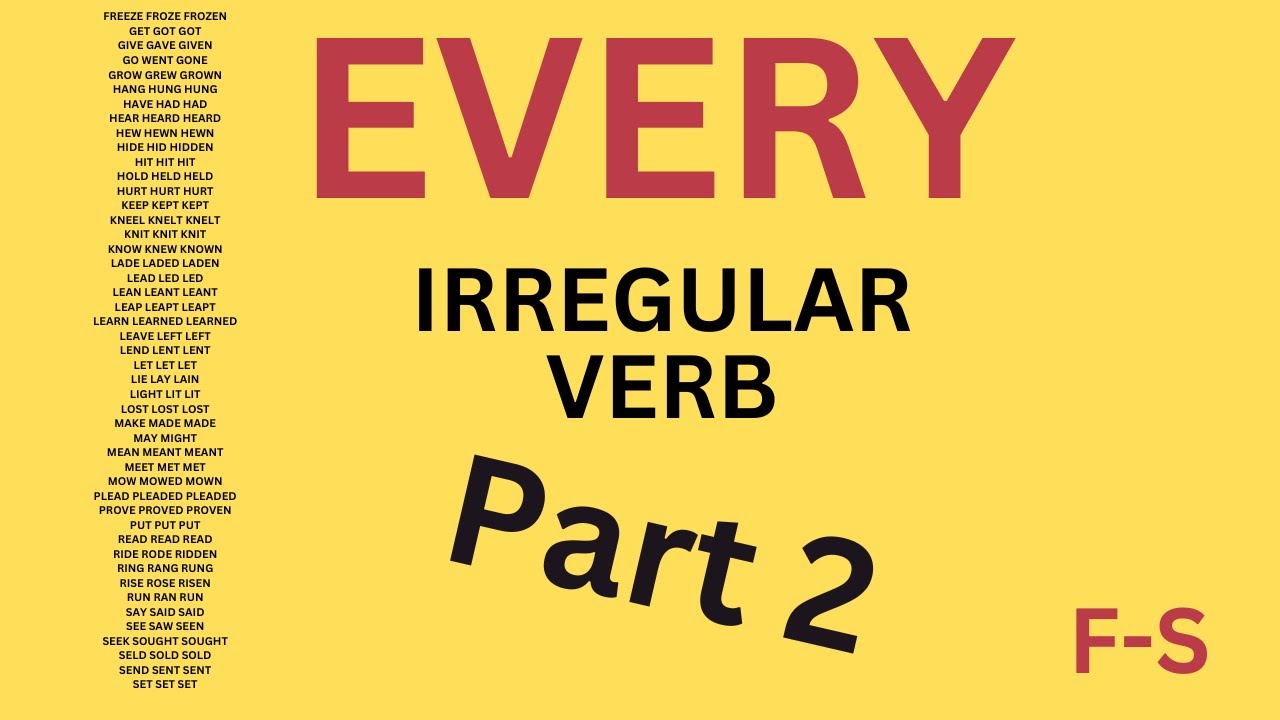 Every Irregular Verb-Part 2 - YouTube