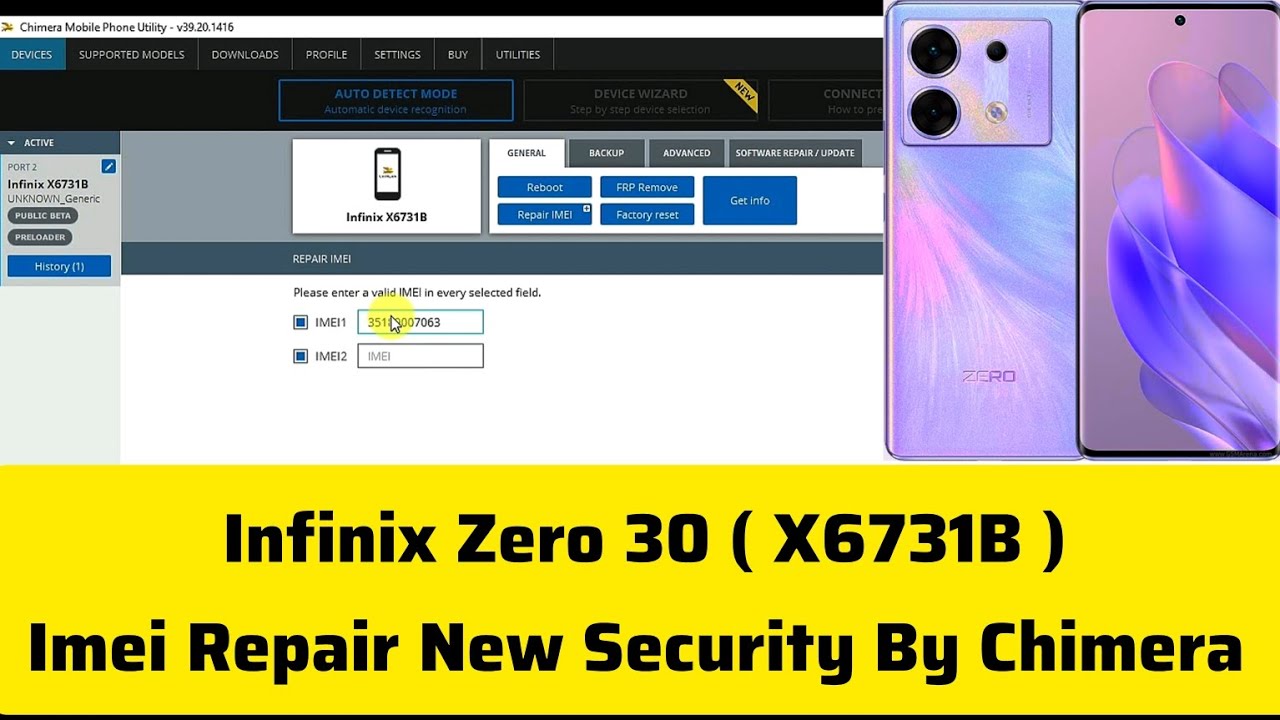 Infinix Zero 30 ( X6731B ) Imei Repair New Security By Chimera - YouTube