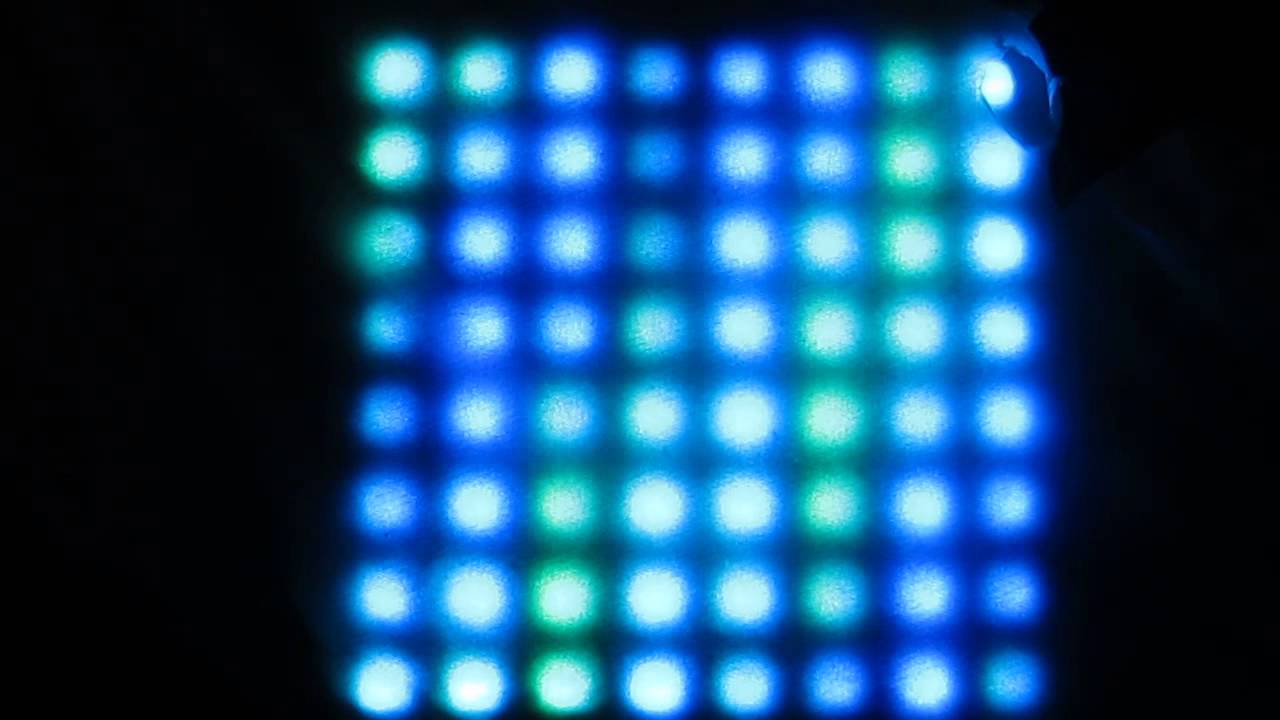 NeoPixel 8x8 matrix first test - YouTube