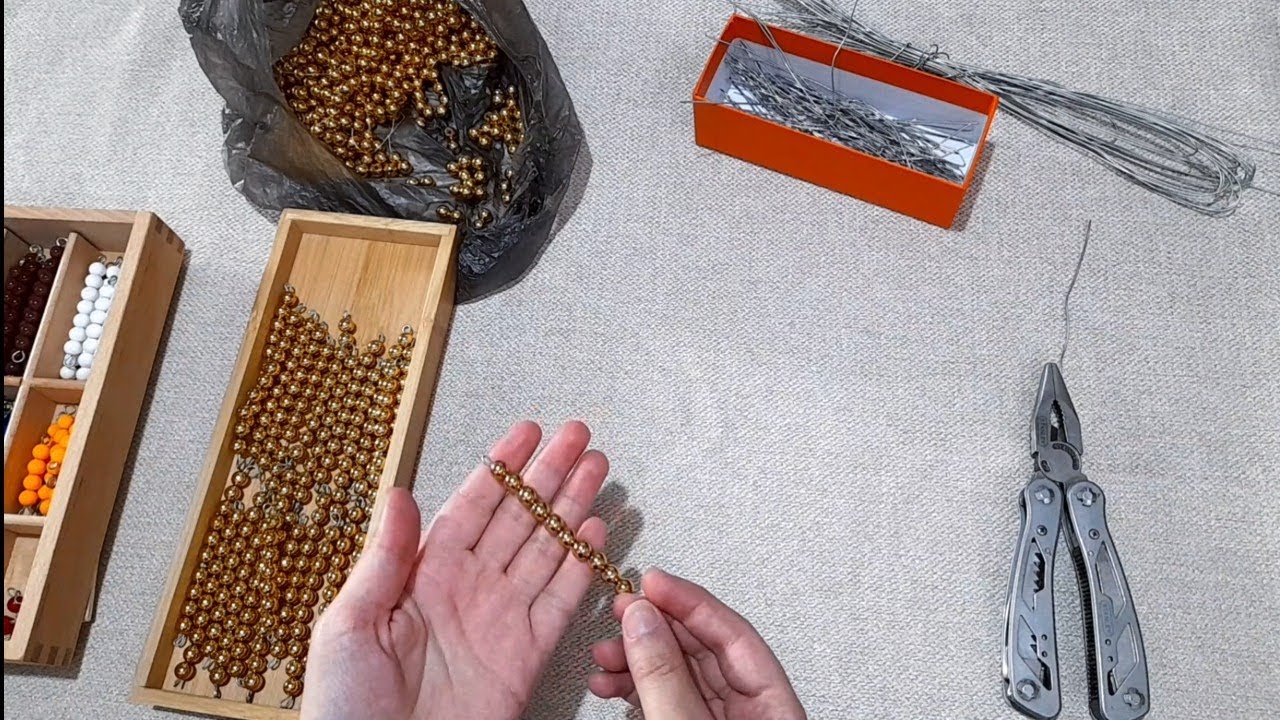 صناعة (قضيب العشرة) من أدوات الخرز الذهبية في رياضيات المونتيسوري - YouTube