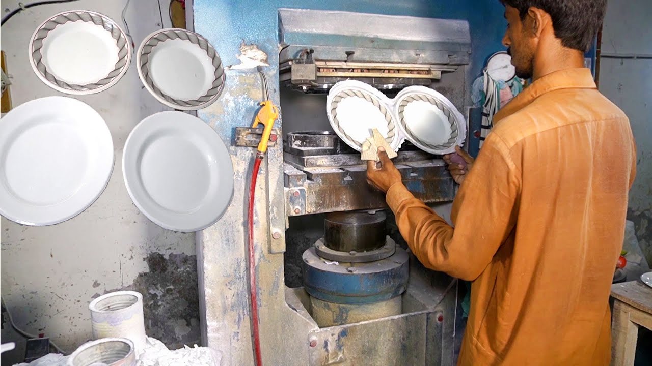 Hydraulic Press for Making Melamine | Dinner Plate Making - YouTube