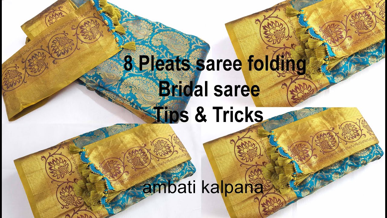 Saree Folding,Ironing,8pleated for Bridal Saree//complete saree Tricks ...
