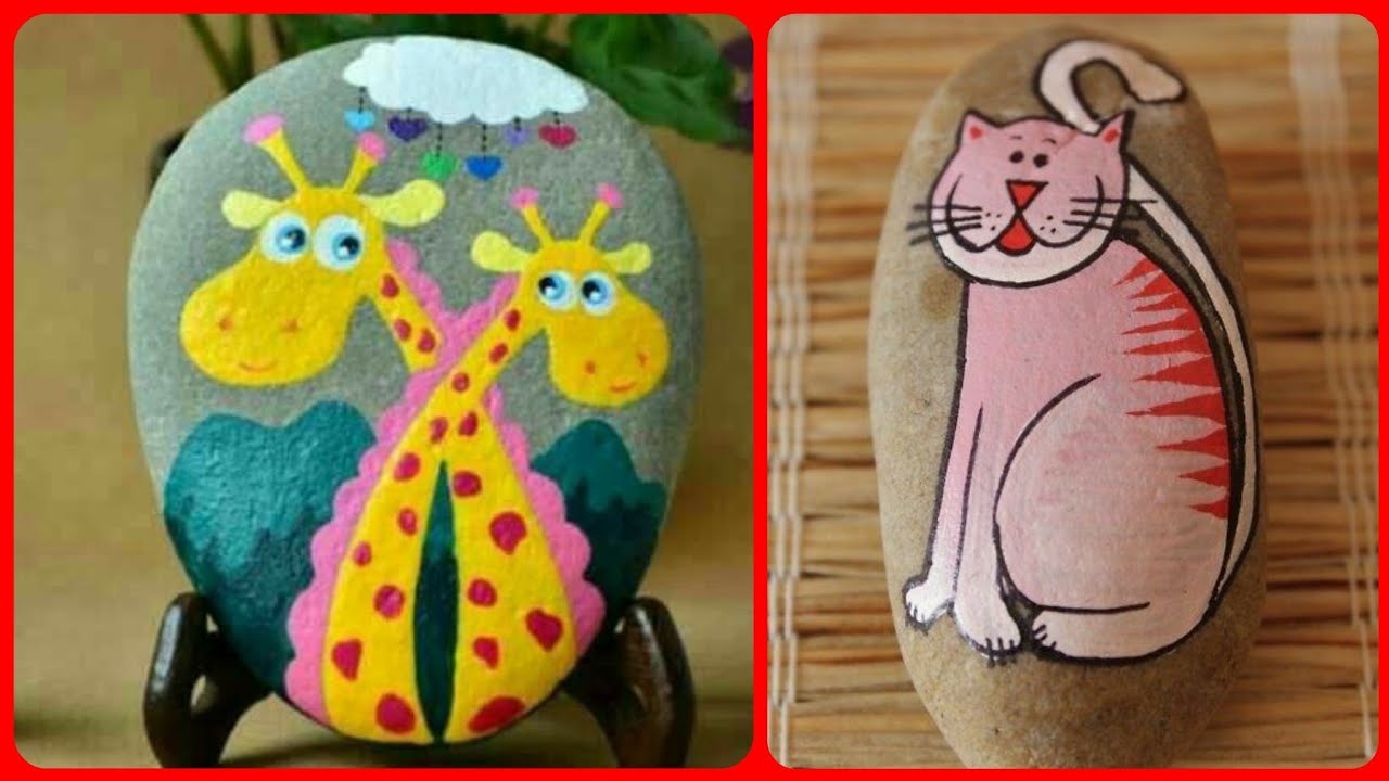 latest pebble painting designs for kids || simple pebble painting craft ...