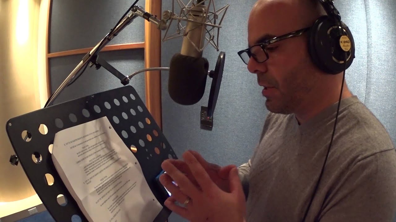 American Male Voiceover actor Greg Riccardi in a recording session ...