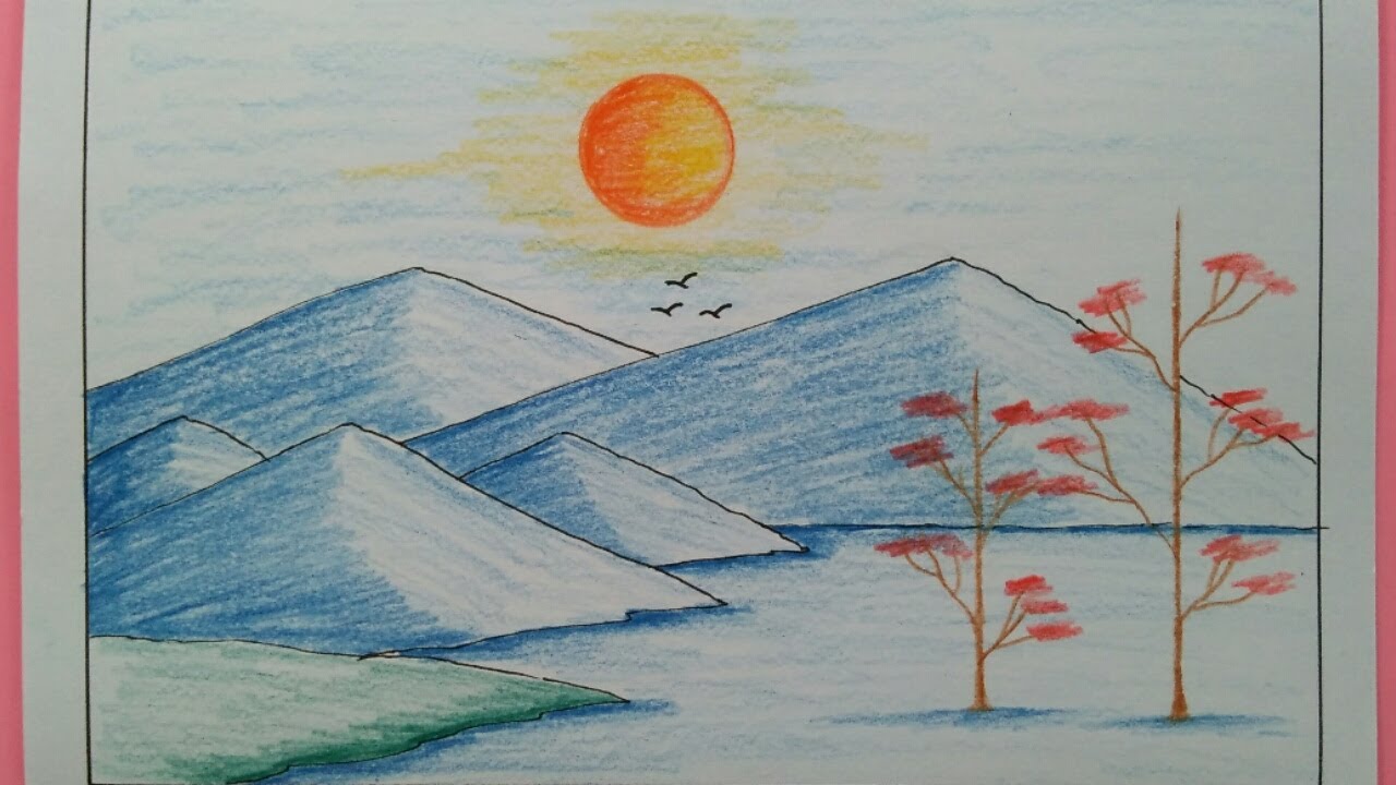 Cara Menggambar Pemandangan Gunung - How To Draw Scenery - YouTube