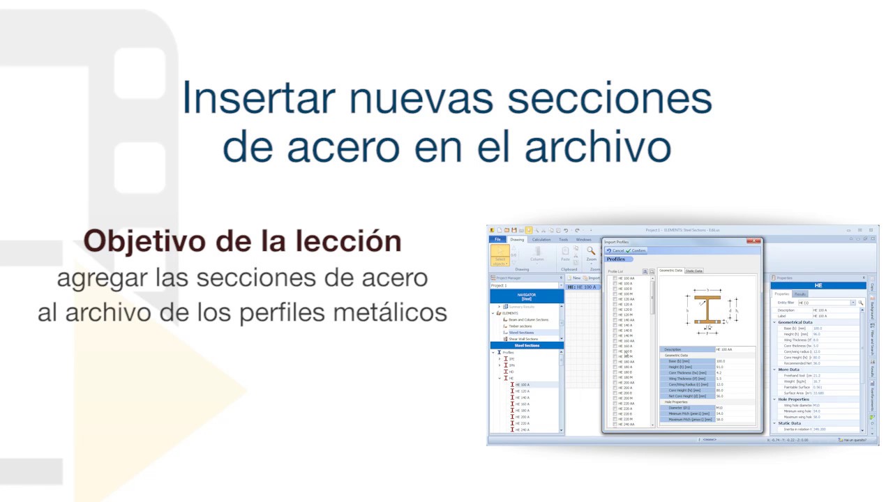 Tutorial de EdiLus - Insertar nuevas secciones de acero en el archivo - ACCA software - YouTube
