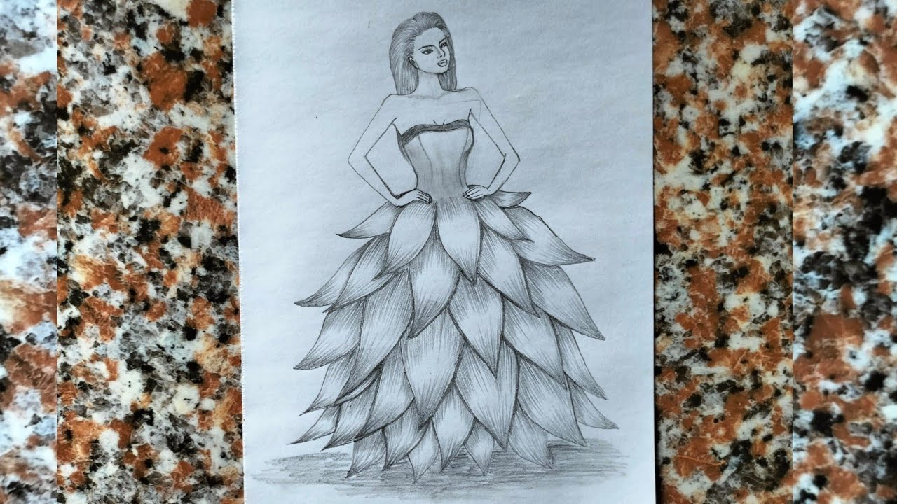 How to drawe a girl. draw model fashion drees inspired from flowers ...