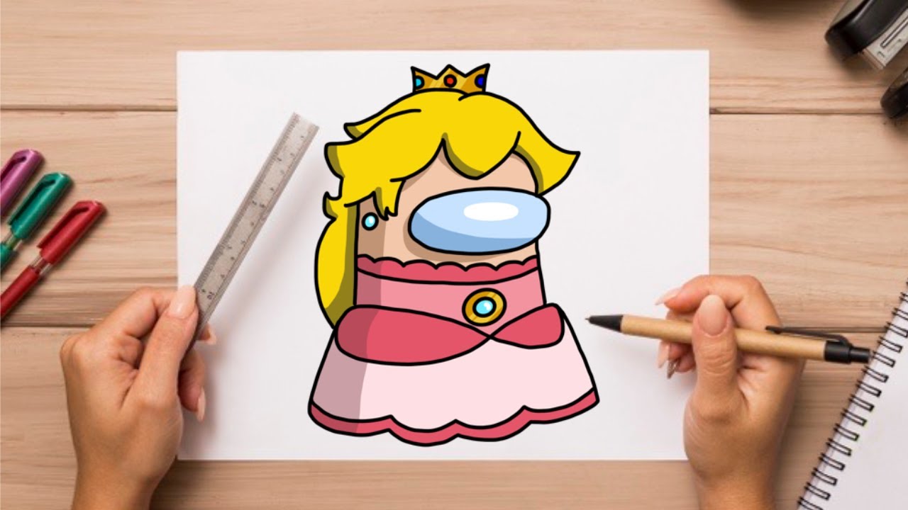 🎀AMONG US x PRINCESS PEACH (Super Mario) 🎀 Digital DRAWING #shorts ...