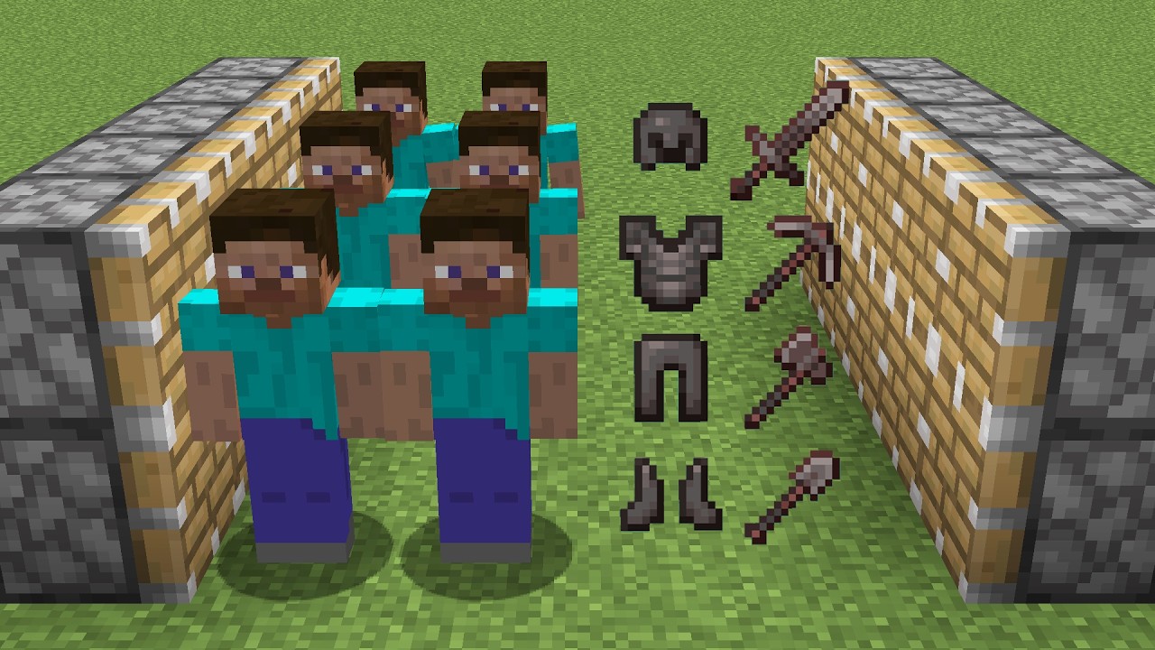 x100 steve and all netherite armors minecraft combined - YouTube