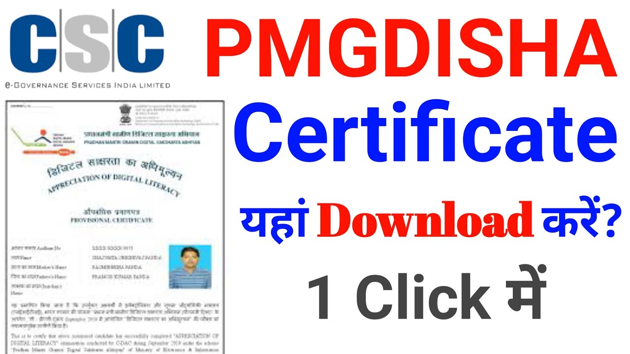 Pmgdisha certificate download pdf | Pmgdisha portal se certificate ...