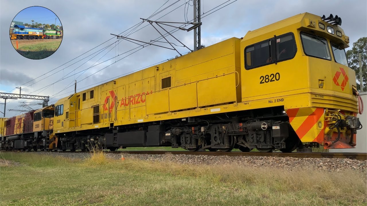 Aurizon 2820 and 2389 Southbound Freight, Oakhurst, QLD - YouTube