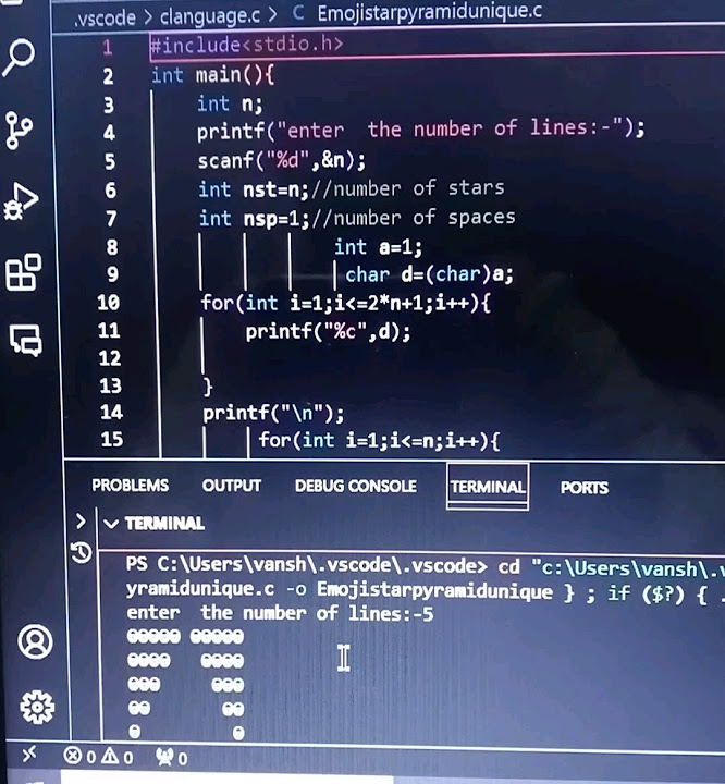 Print The Pattern Emoji Pattern In Vs Code In C Language Shortsfeed Coding Clanguage Youtube 5200