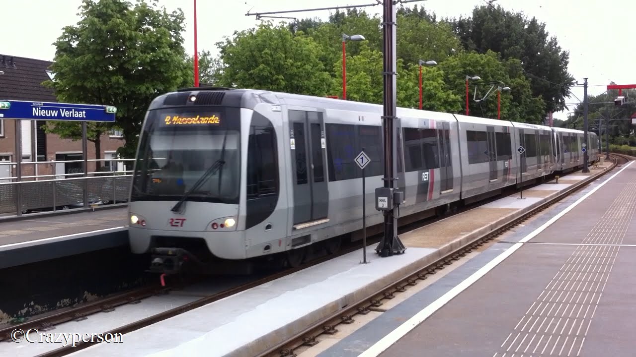 RET metro 2X type SG3 op Nieuw Verlaat in Rotterdam op lijn B - YouTube