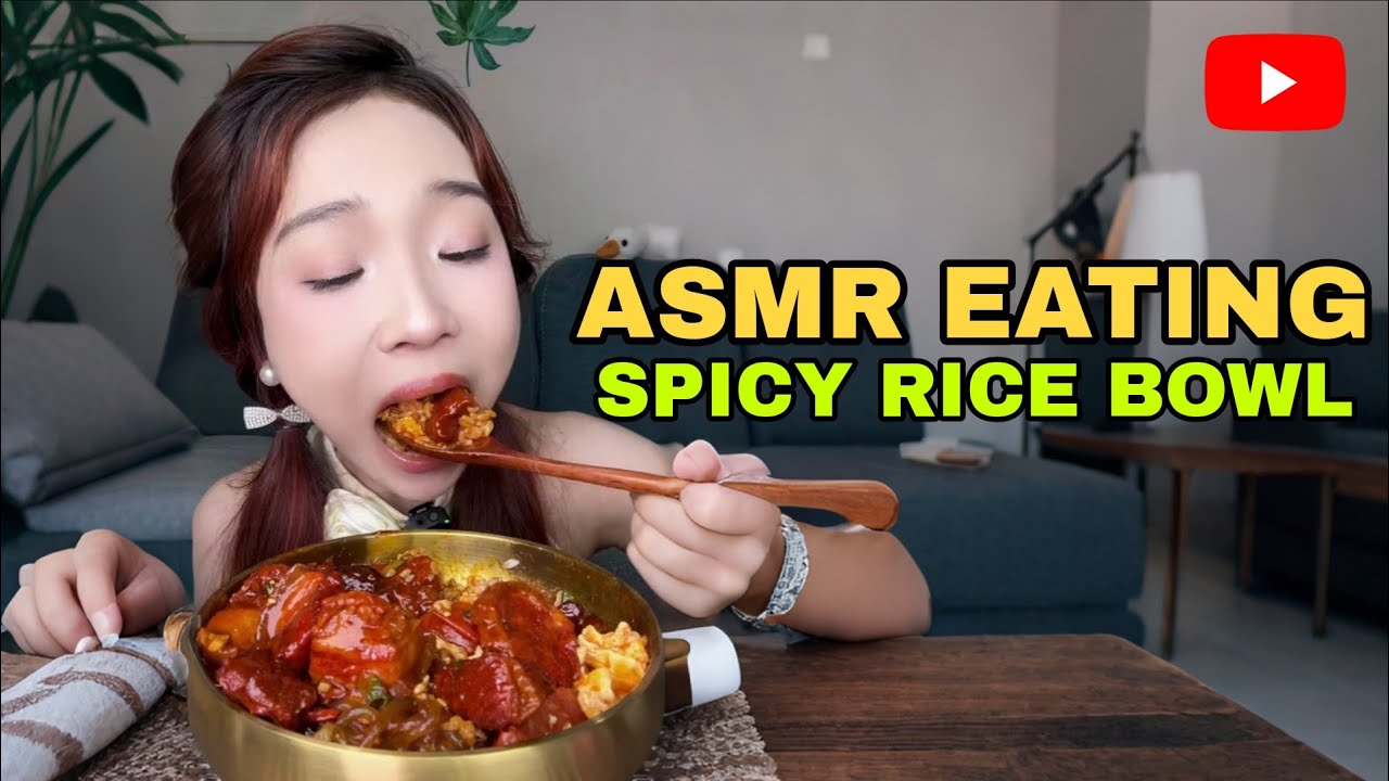 🍲 ASMR Eating Spicy Rice Bowl | Relaxing Mukbang Sounds - YouTube