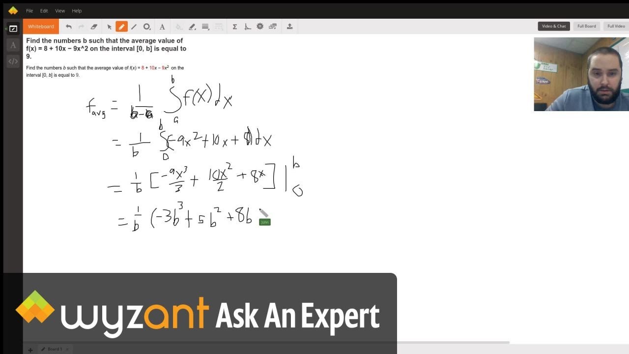 Find The Numbers B Such That The Average Value Of F x On The Interval