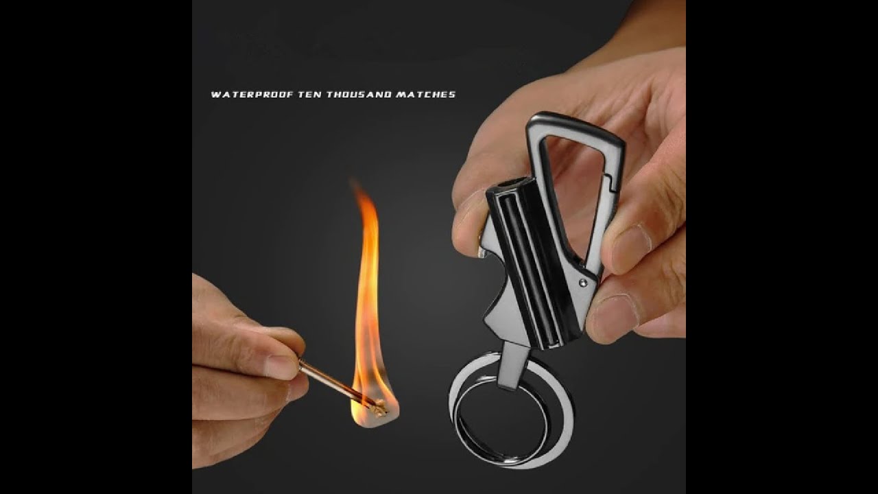 Fire Starter Flint Match Lighter Carabiner Bottle Opener Emergency ...