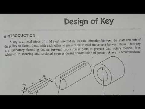 MD| Ch-4 | Introduction to Key , material & functions | Design of key ...