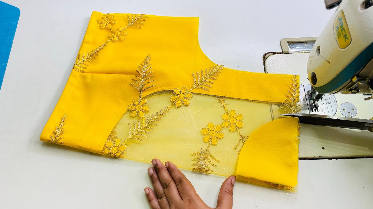 Transi Neck Blouse Design Cutting and Stitching | Net Blouse Back Neck ...
