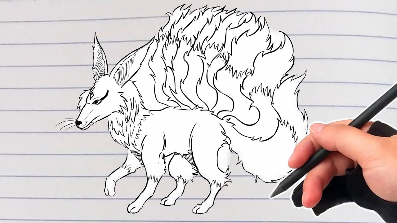 HOW TO DRAW FOX NINE TAIL EASY/By Peerada - YouTube