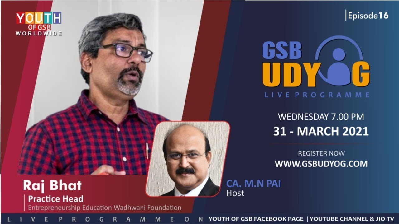 GSB Udyog | Live Programme | Guest: Raj Bhat - YouTube