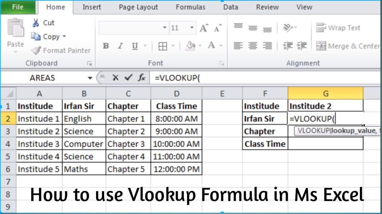 How To Use Vlookup Formula 2 In Ms Excel Tutorial Ms Excel