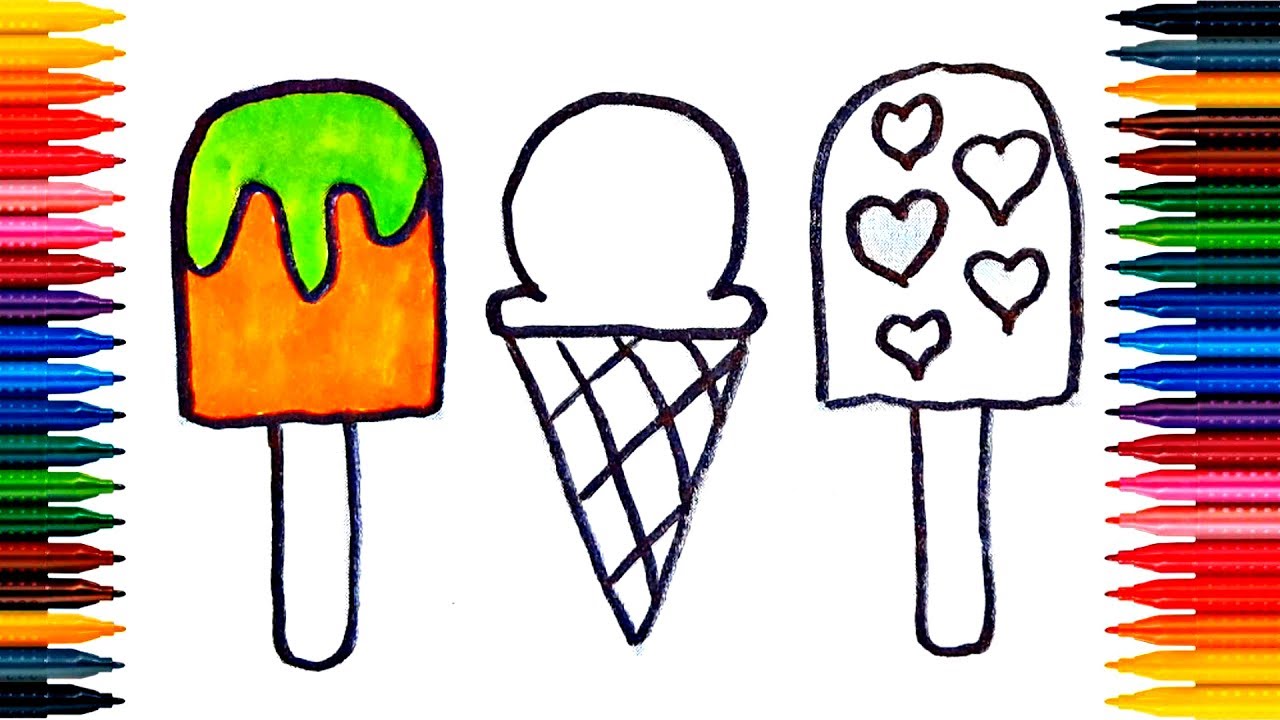 Draw Ice Cream Colors Picture Coloring Book Fun Painting - YouTube