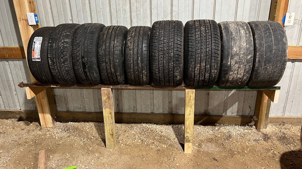 How to build a tire rack for a garage or shop on a budget - YouTube