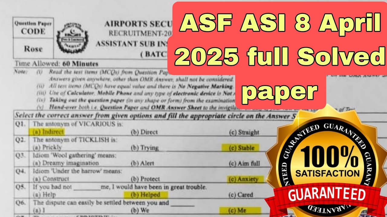 ASF ASI 8 April 2025 full paper Solved/ASF ASI Full leaked paper/ASF ...