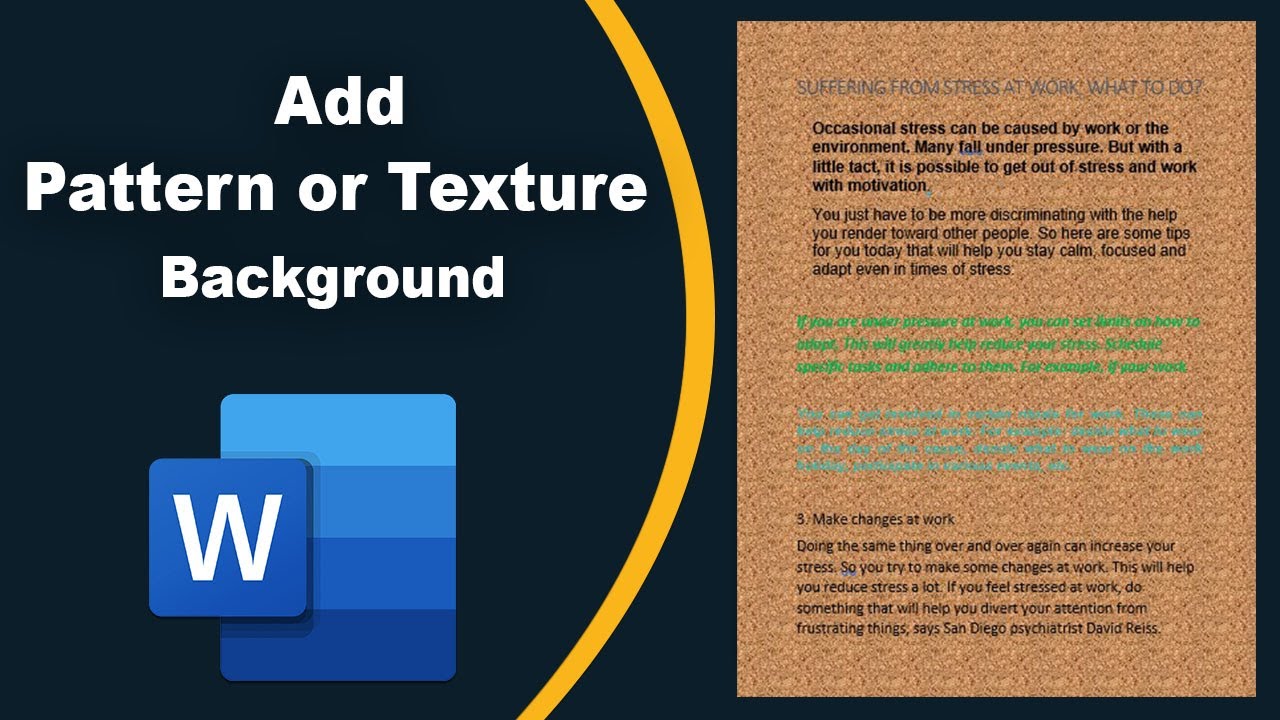 How to Add a Background Pattern or Texture to a Word Document using ...