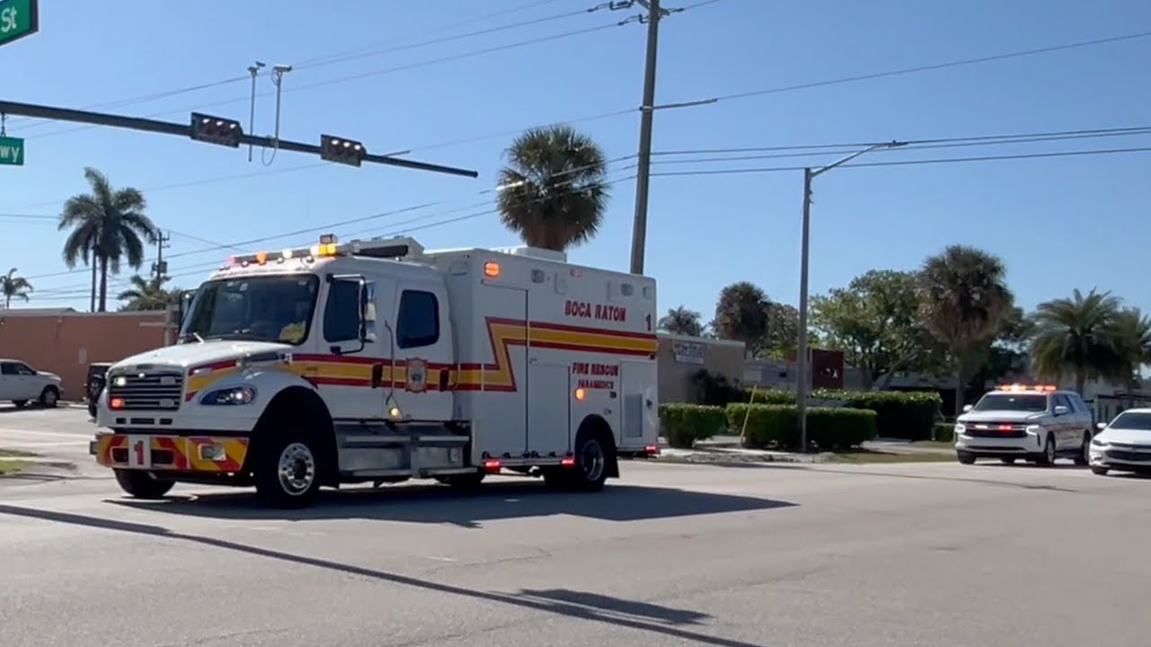 MAJOR AIRHORN! Boca Raton Fire Rescue Medic 1 + New EMS Captain ...