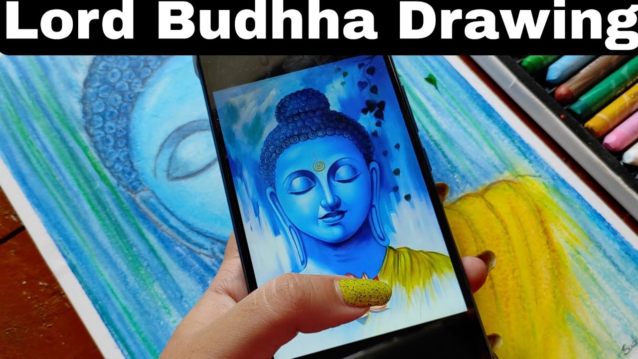 How to draw Lord Budhha, Gautam Budhha Drawing with oil pastel - YouTube