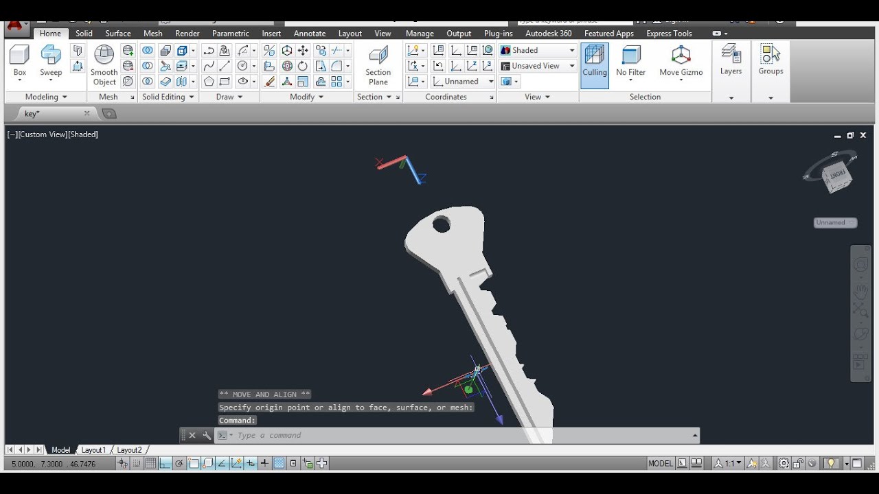 Autocad Tutorial 3D key Modelling - YouTube