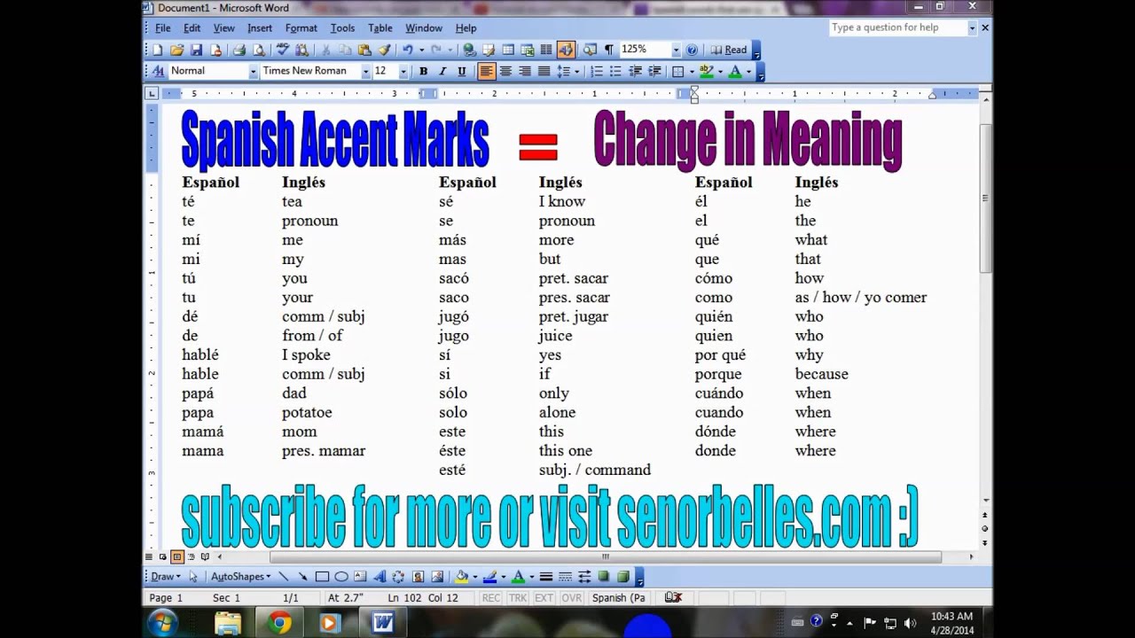 Spanish Accent Marks Part 2 YouTube Spanish Accent Marks Part 2 YouTube