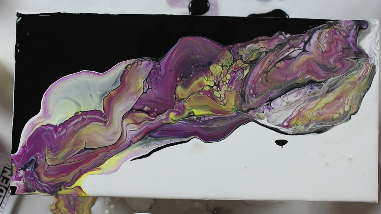Fluid Acrylic Painting - Flip and Drag On A Black & White Negative ...
