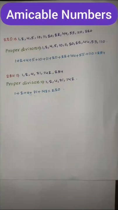 Amicable numbers #factors#Number system #competitive exams - YouTube