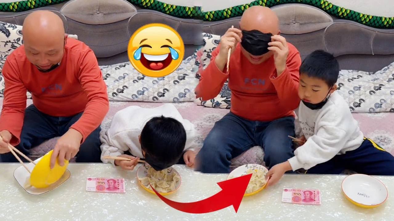 Father and son have a dumpling eating competition, and whoever wins ...