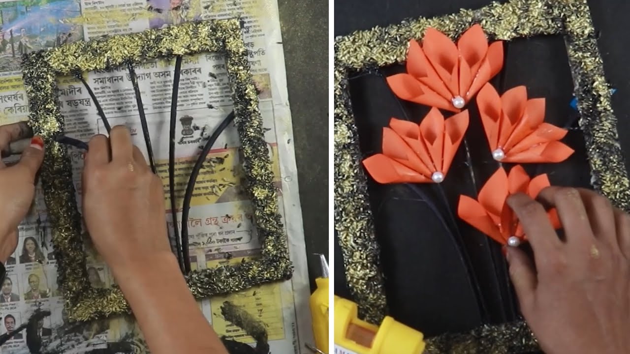 Beautiful wall hanging craft ideas using Rice and paper / Paper craft # ...