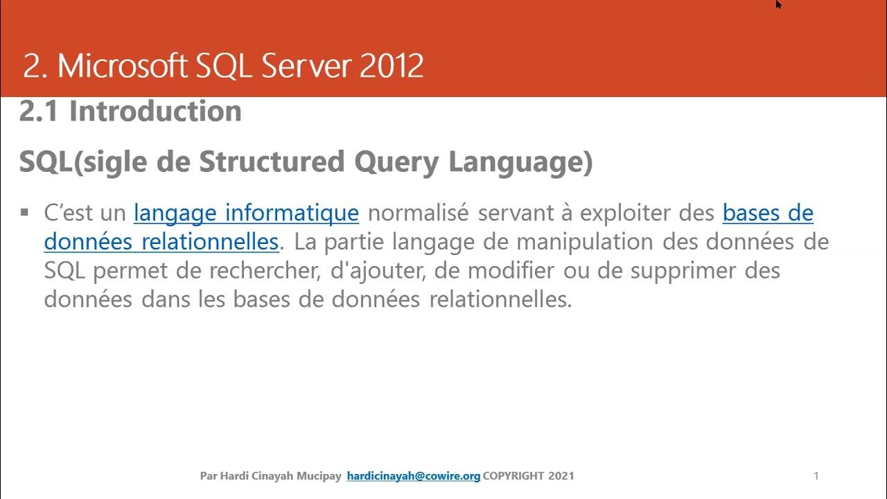 Introduction à Microsft Sql Server 2012 - YouTube